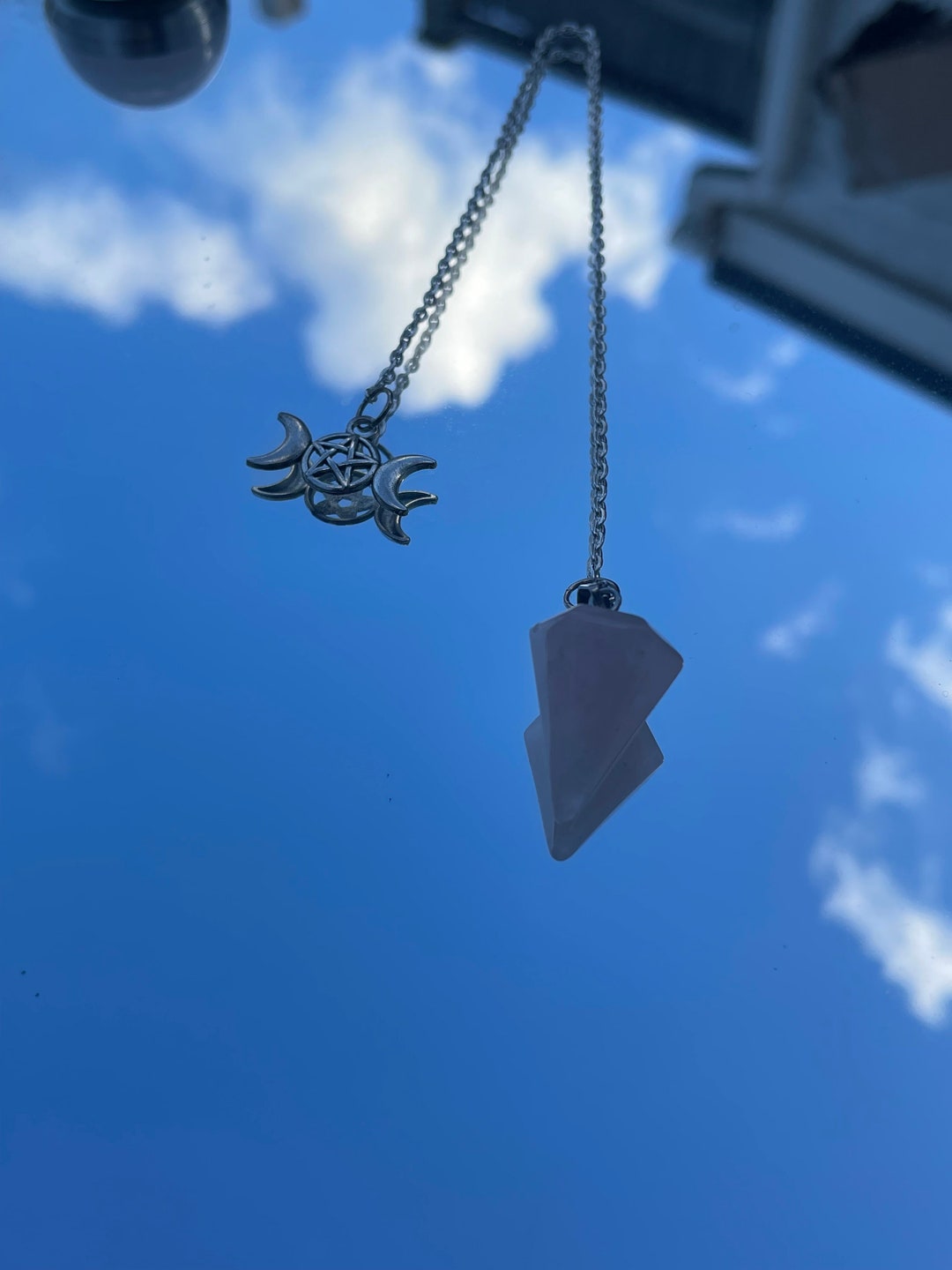 Rose Quartz Pendulum Triple Moon Goddess - Etsy
