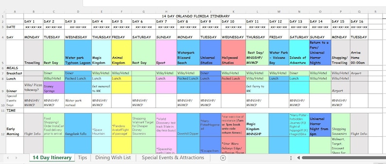 WDW & Universal 14 Day Itinerary | Disney |vacation Planning ...