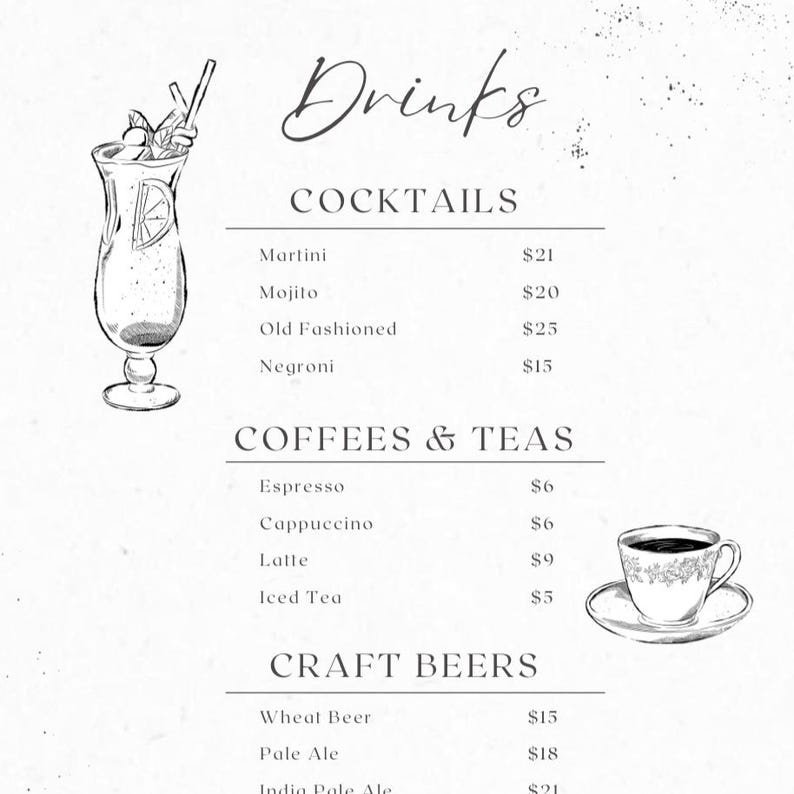 Coffee Shop Restaurant Cafe Menu Sign Template - Etsy