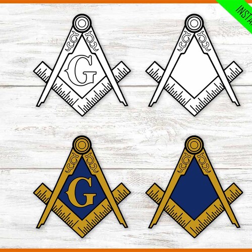 Masonic Square and Compasses Patterned Design Silhouette Cut | Etsy