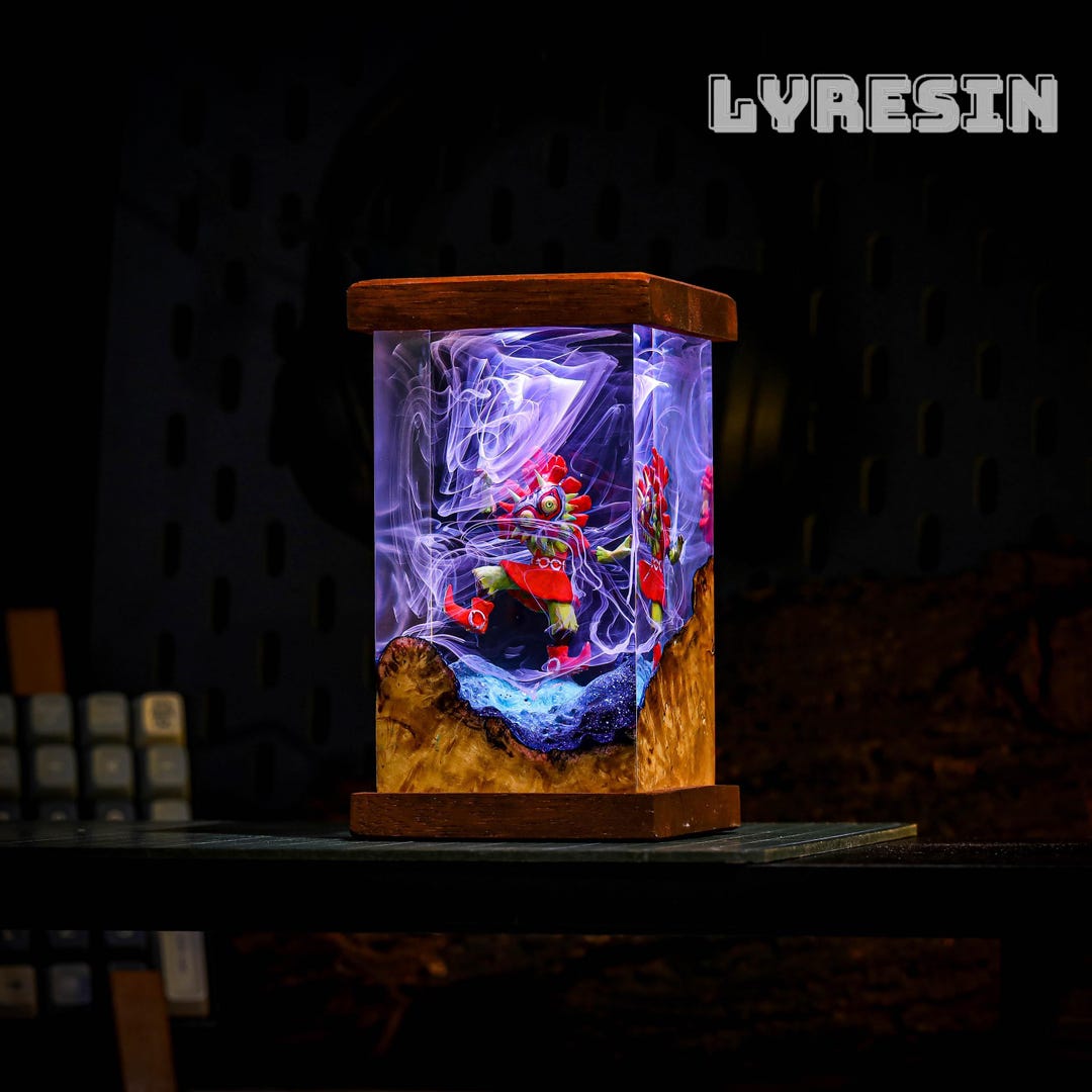 Sk,ull Kid Ze,lda Night Light Epoxy Wooden Lamp Handmade Gift Resin ...