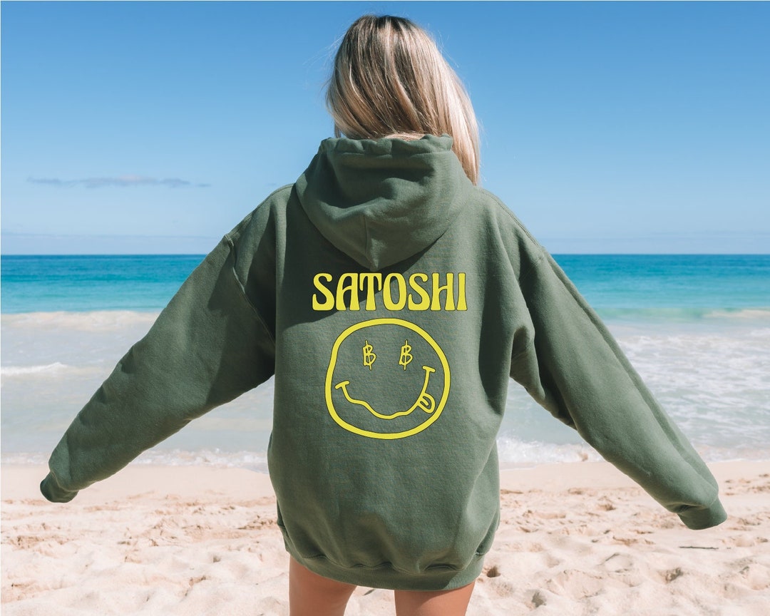 Funny Satoshi Smiley Sweatshirt, Nirvana Inspired Bitcoin Sweatshirt ...
