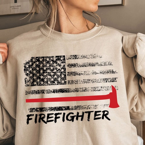 Firefighter Sweatshirt Fire Fighter Sweater Thin Red Line - Etsy