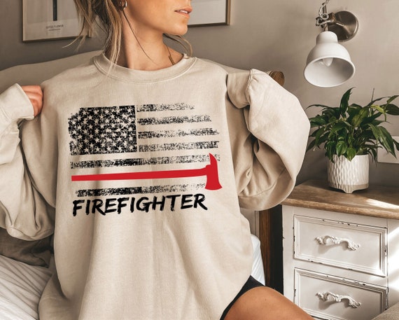 Firefighter Sweatshirt Fire Fighter Sweater Thin Red Line - Etsy