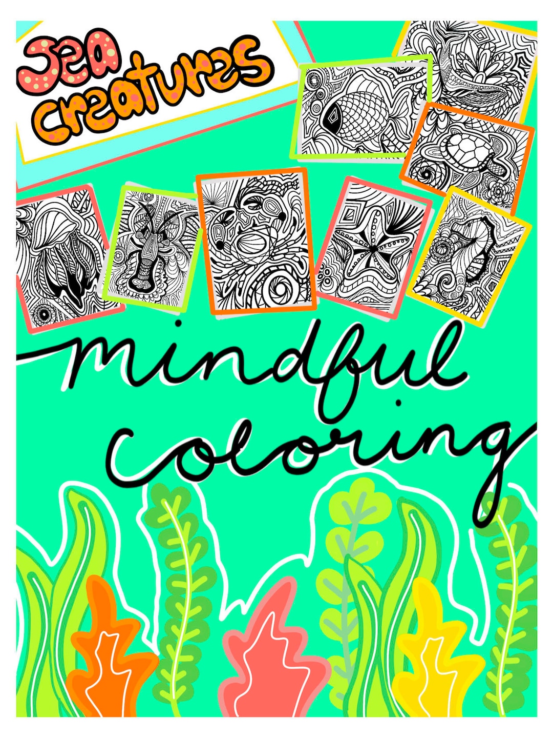Mindful Coloring: SEA CREATURES! (with Background) - Etsy
