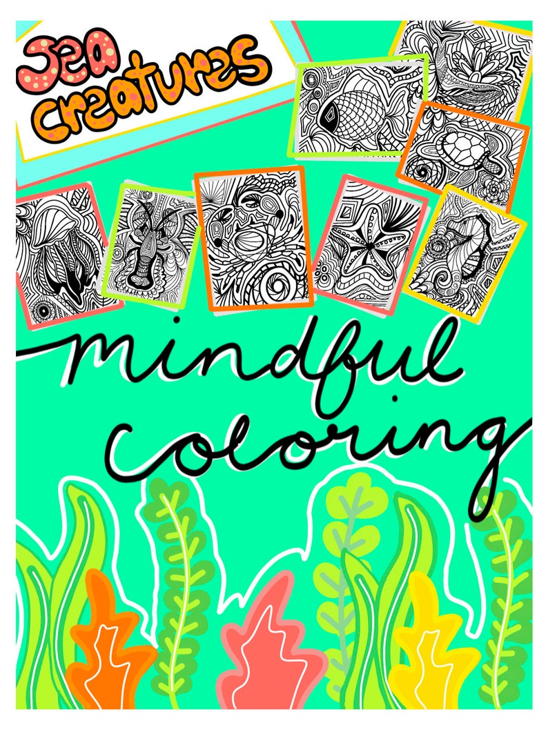 Mindful Coloring: SEA CREATURES! (with Background) - Etsy