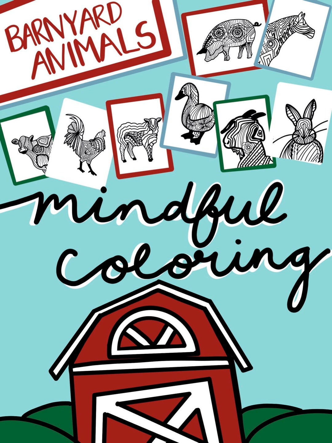 Mindful Coloring: BARNYARD ANIMALS! (without Background) - Etsy
