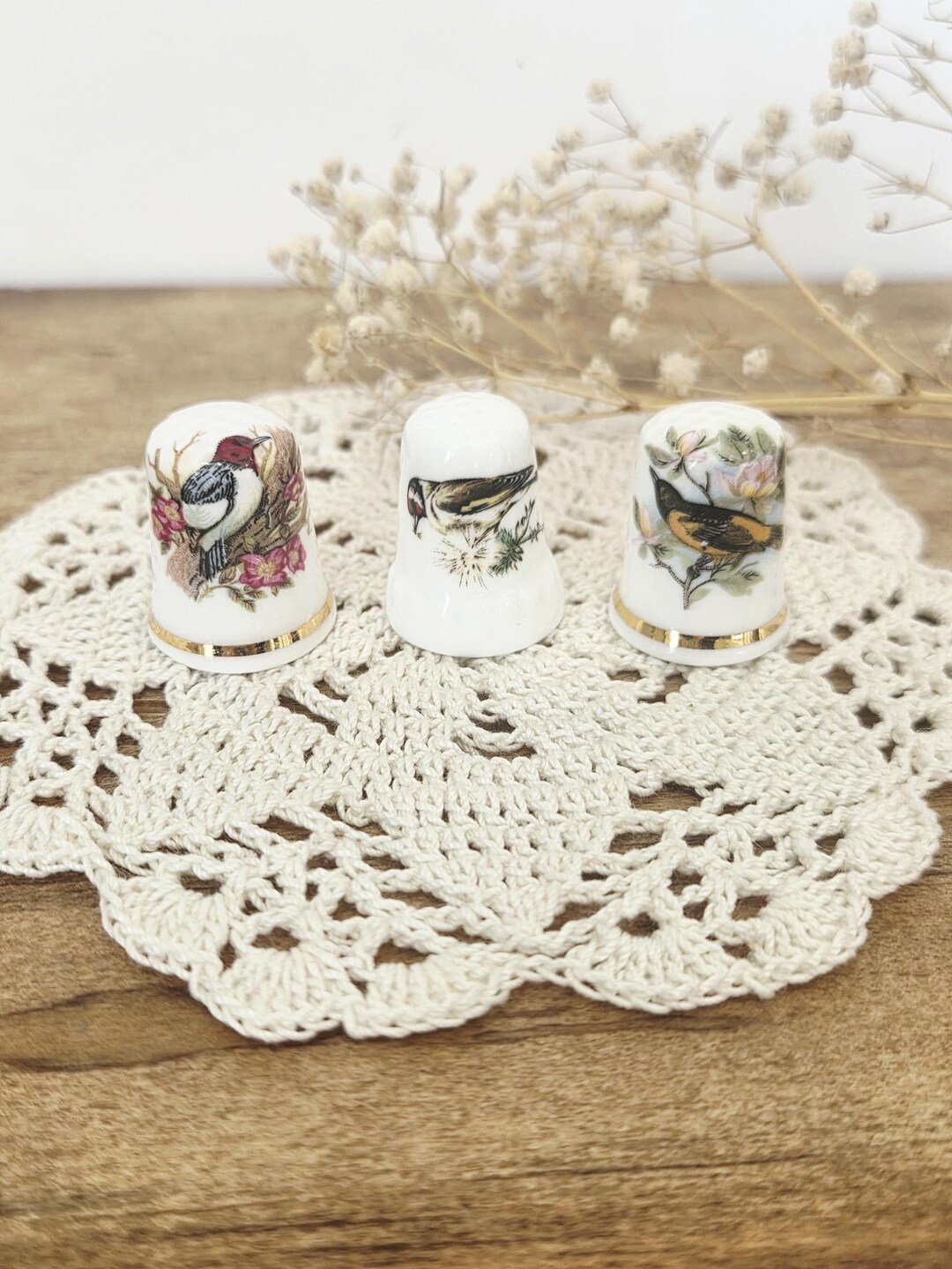 Set of 3 Antique Porcelain Bird Thimbles - Etsy