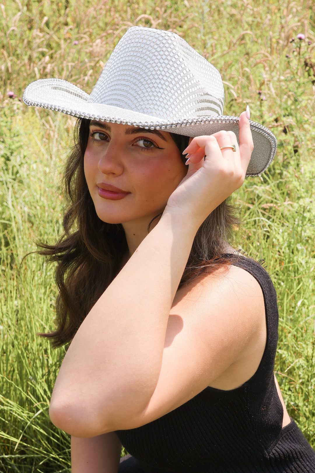 Mirrored Cowboy Hat Silver Cowgirl Hat With Reflective Mirror Ball ...