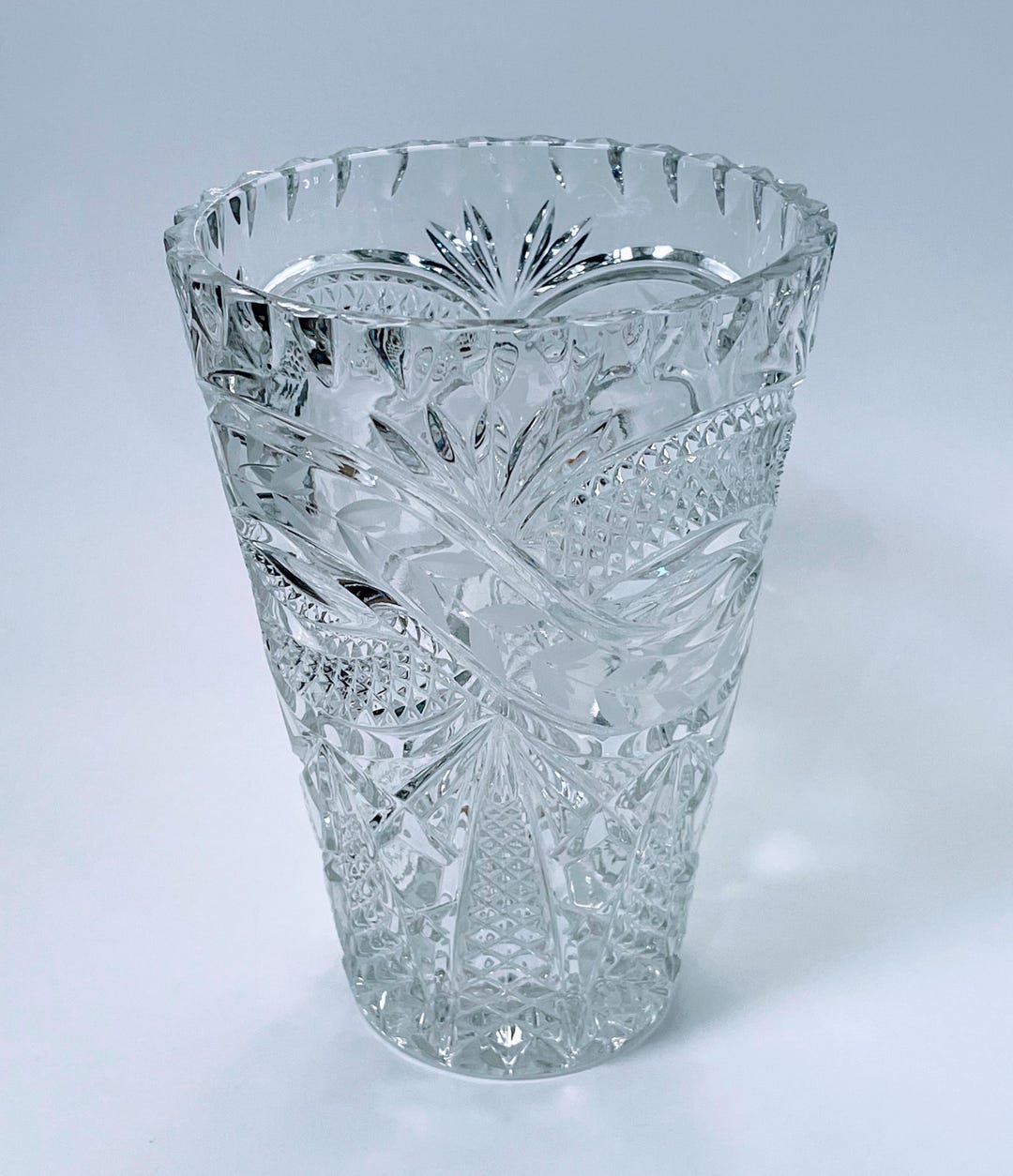 Crystal Etched Diamond Pattern Flower Vase - Etsy