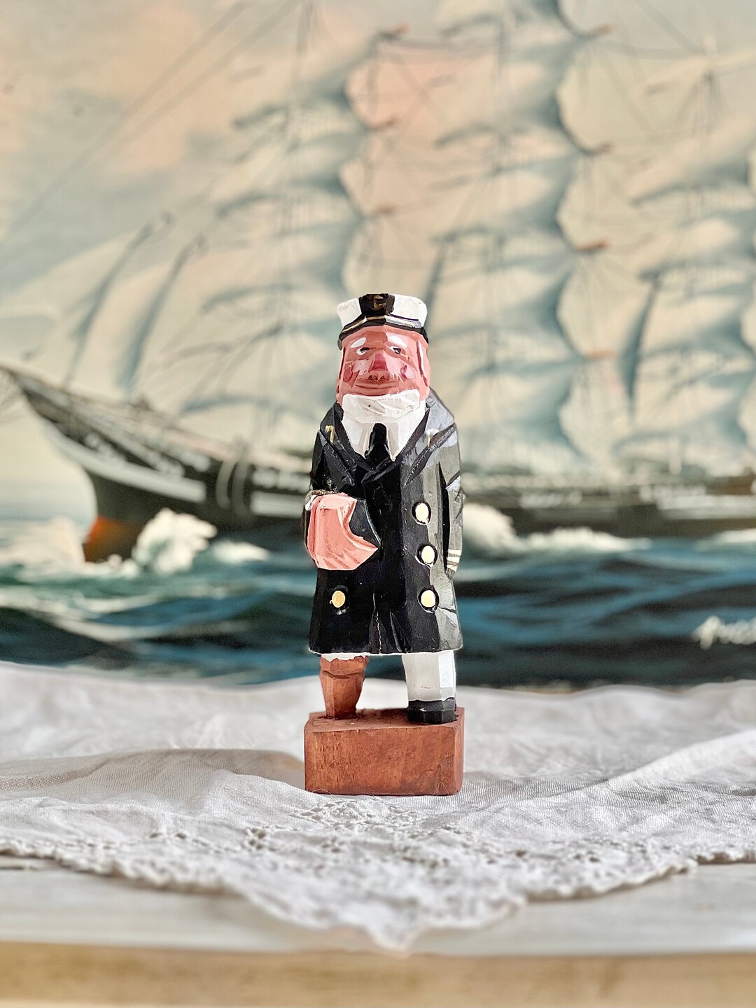 Vintage 6" Old Salt Figurine, Collectible Old Salt Hand Carved Statue ...