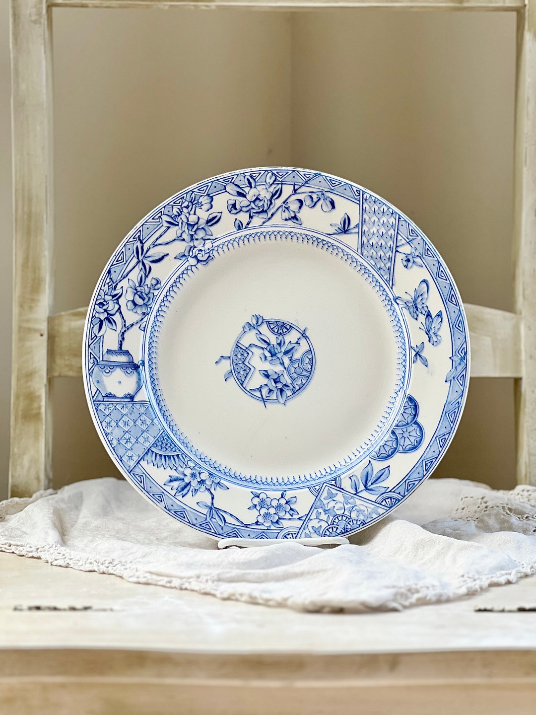 Antique Blue Transferware Plate, Keeling & Co Victoria Pattern - Etsy
