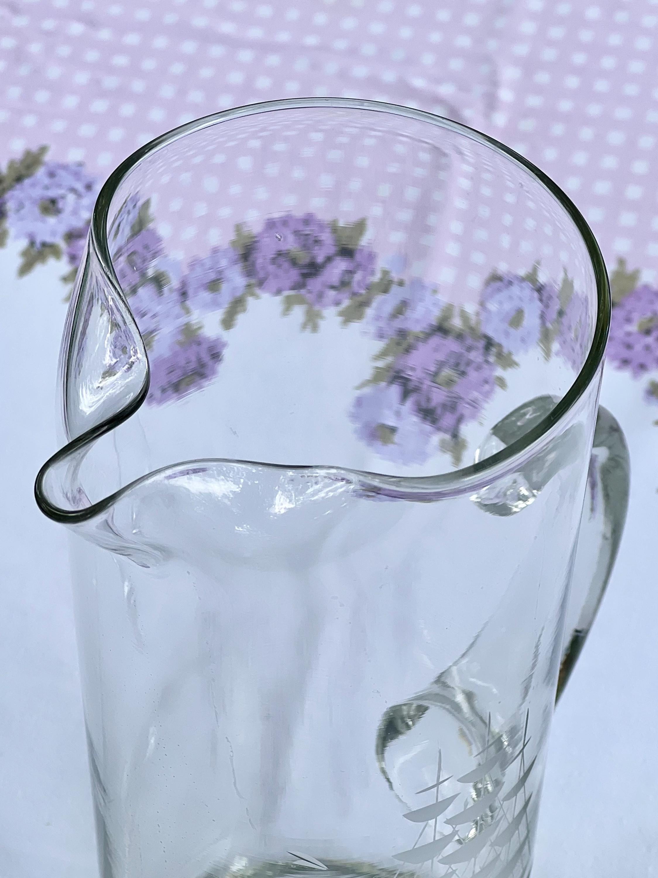 Vintage Etched Glass Clipper Ship Cocktail Pitcher, 10.5” Tall, 52 Oz ...