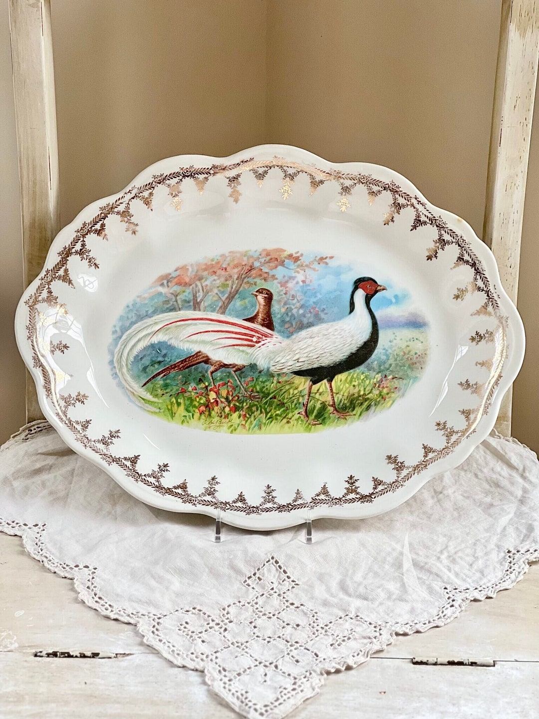 Antique Pheasant Platter by R K Beck for Warner Keffer China Co - Etsy