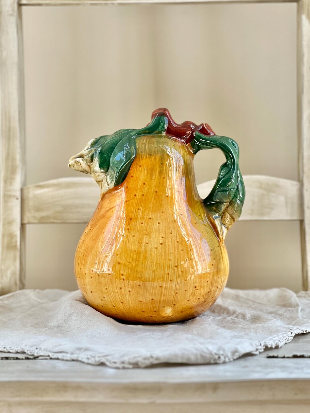 Whimsical Vintage Cermaic Pear Pitcher by Sakura Sonoma, Sculptural ...