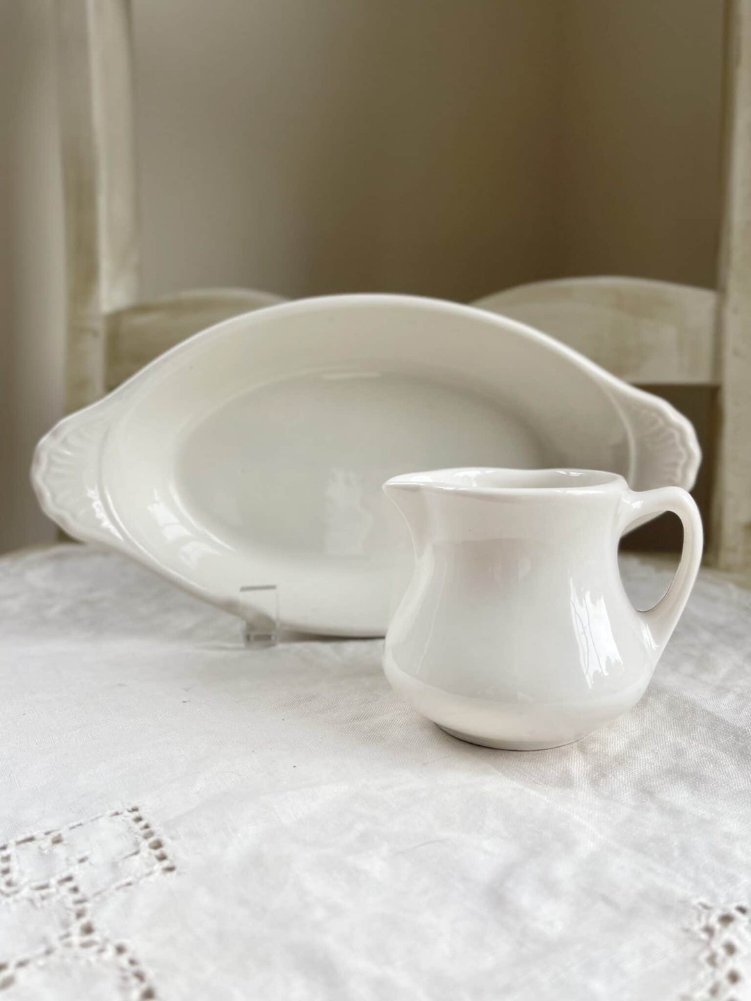 Vintage Restaurant Ware Set, Buffalo China Creamer, Hall Pottery Au ...