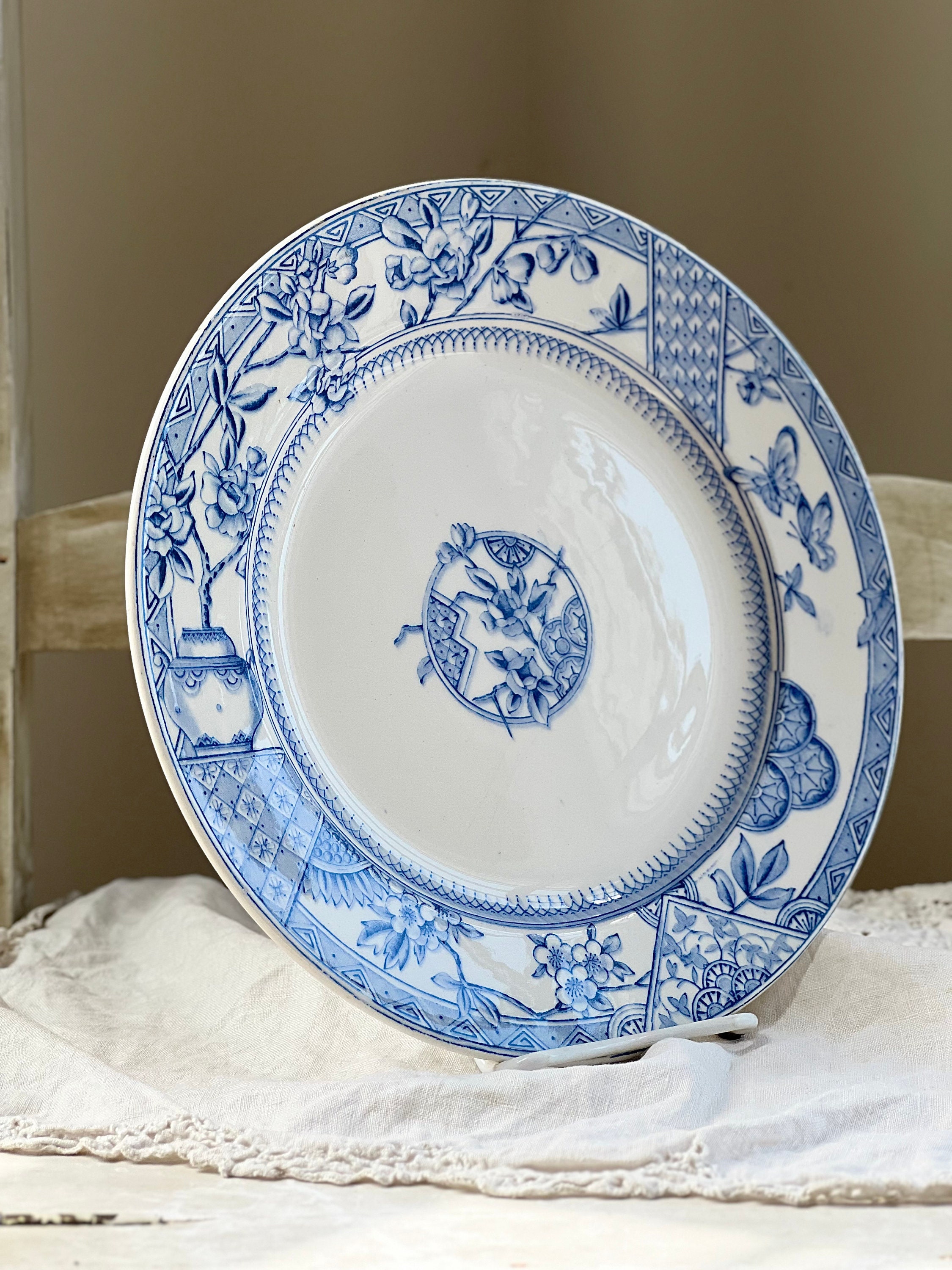 Antique Blue Transferware Plate, Keeling & Co Victoria Pattern - Etsy