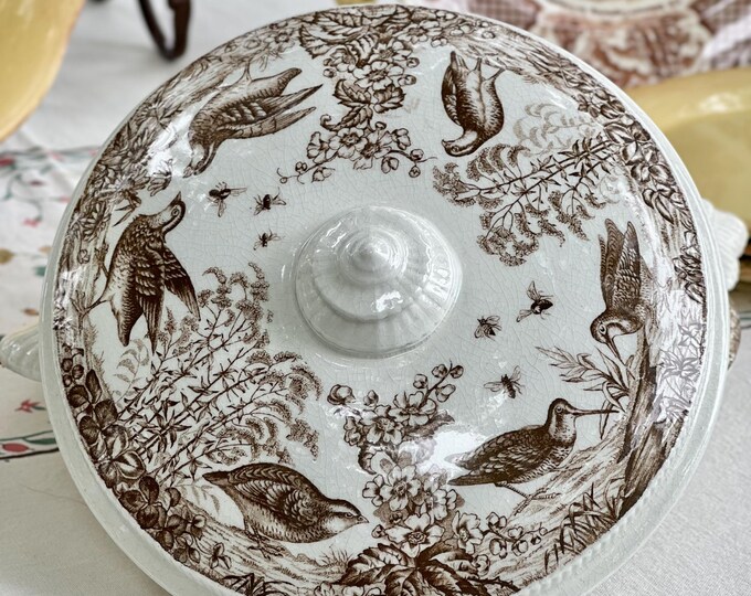 Gorgeous Vintage Brown Transferware Covered Dish - Etsy