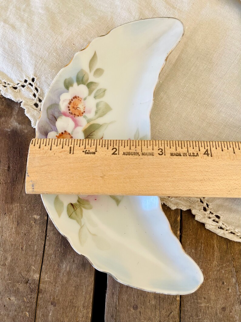 Pair of Vintage Bone Dishes by Lefton China, Magnolia Pattern, Crescent ...