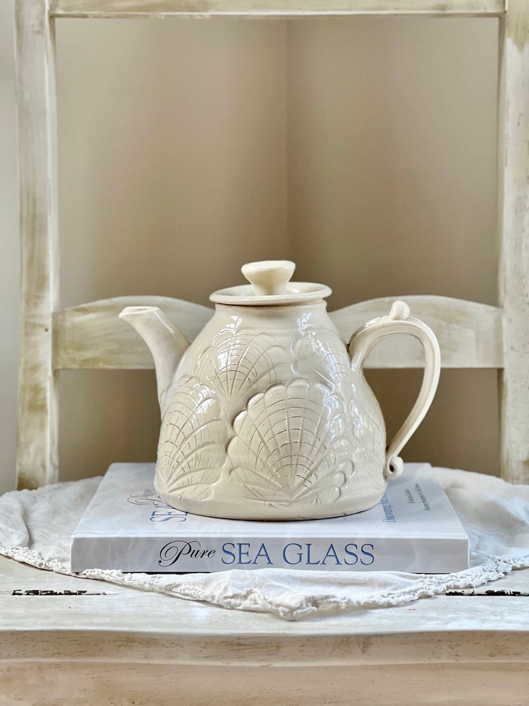 Vintage Studio Pottery Teapot With Seashell Design, Signed Studio ...