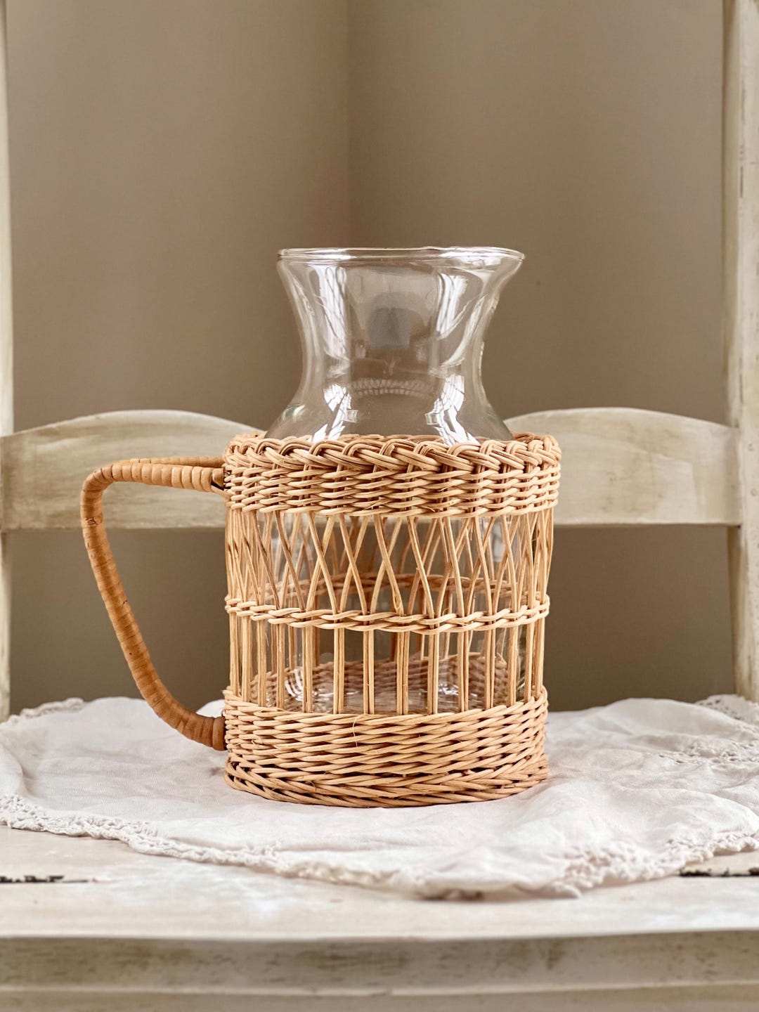 Vintage Wicker & Glass Carafe by Coffee Imports, San Francisco, Wicker ...