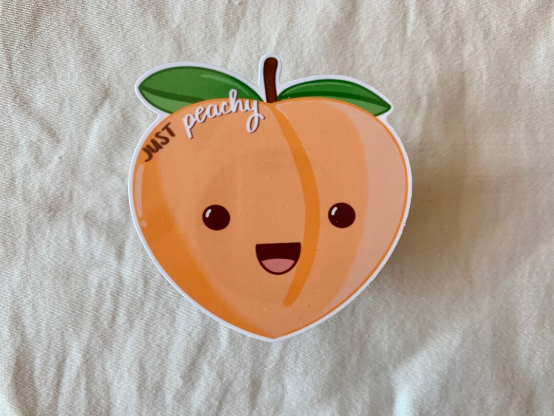 Peach Sticker Kawaii Peach Sticker Peachy Sticker - Etsy