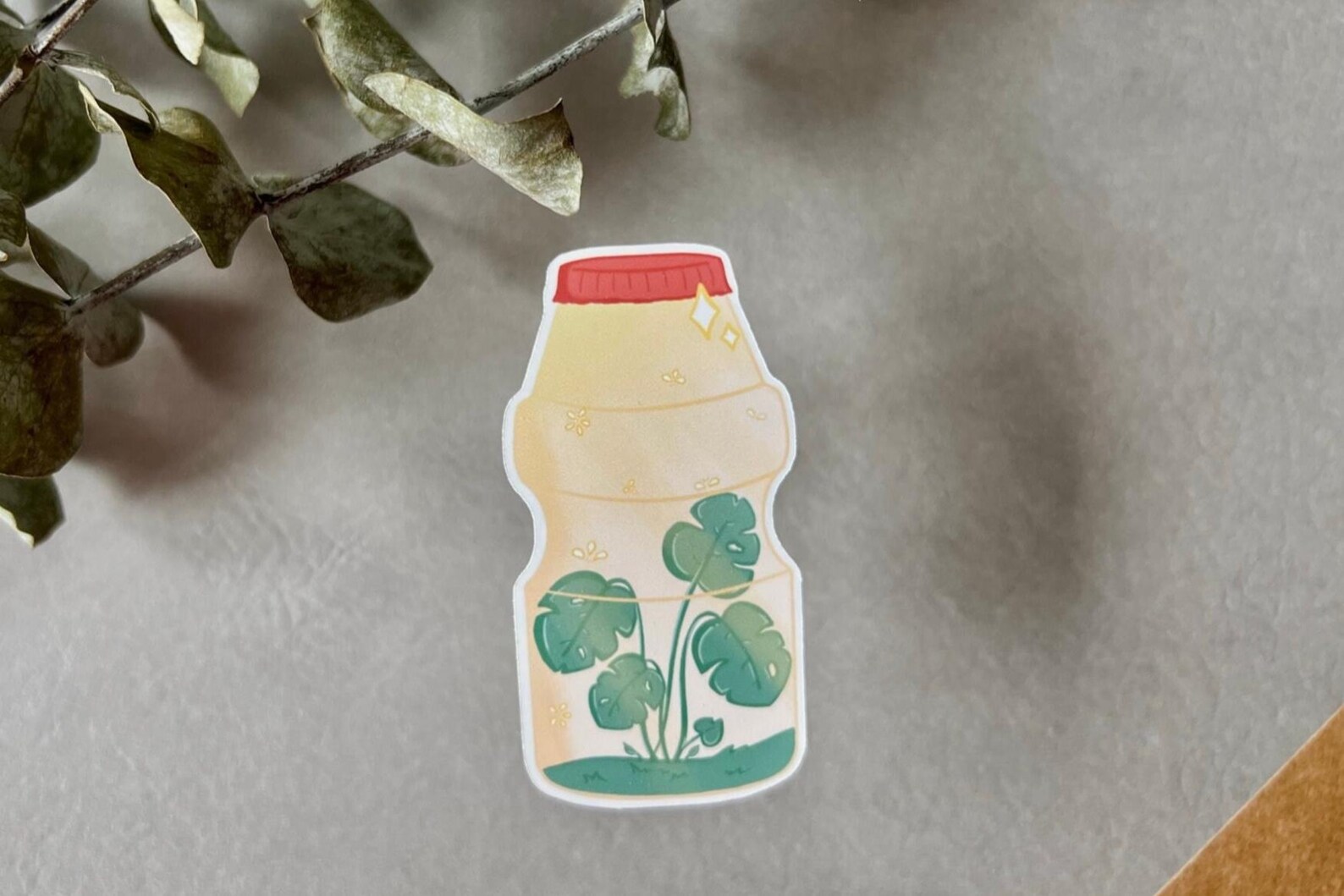 Greenhouse Yakult Sticker, Yakult Plant Sticker, Aesthetic Monstera ...