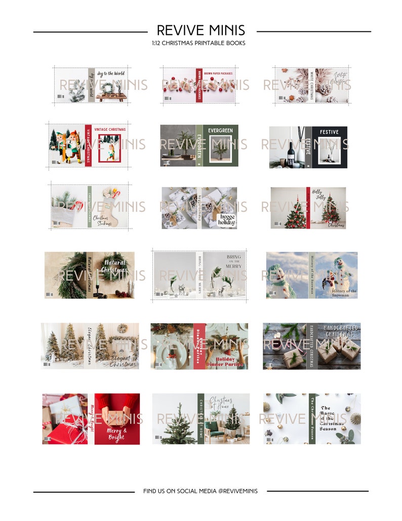 Printable Miniature Christmas Books 1:12 Scale DIGITAL - Etsy