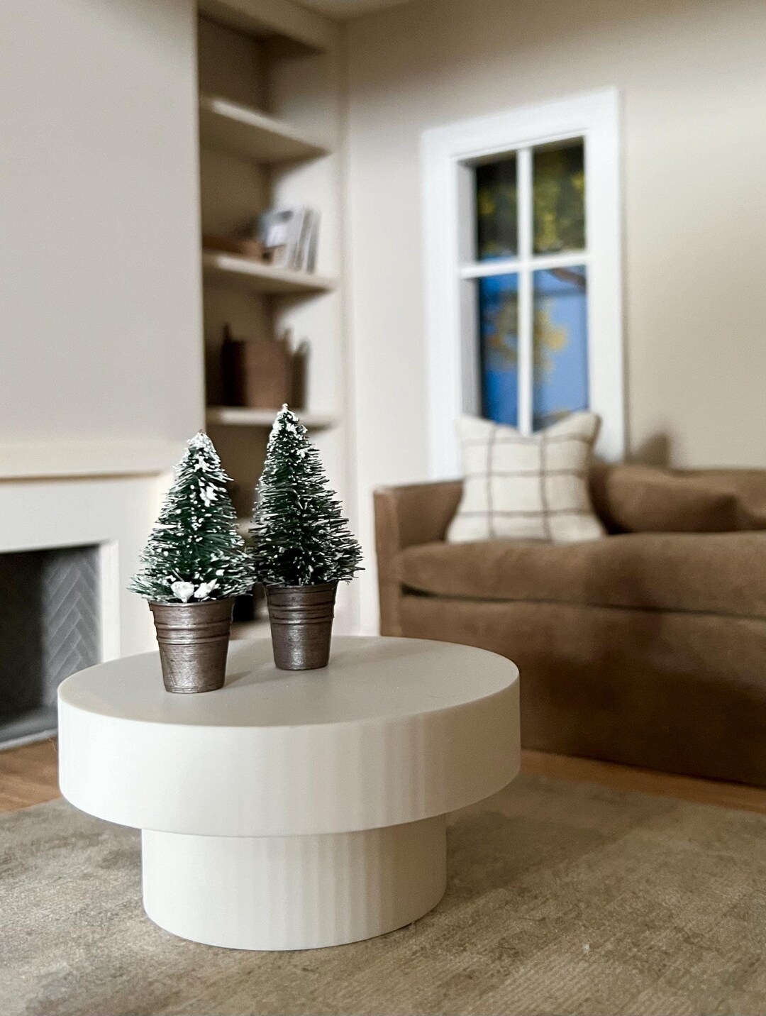 Miniature Christmas Tree in Tin Bucket SET, Dollhouse Christmas Decor ...