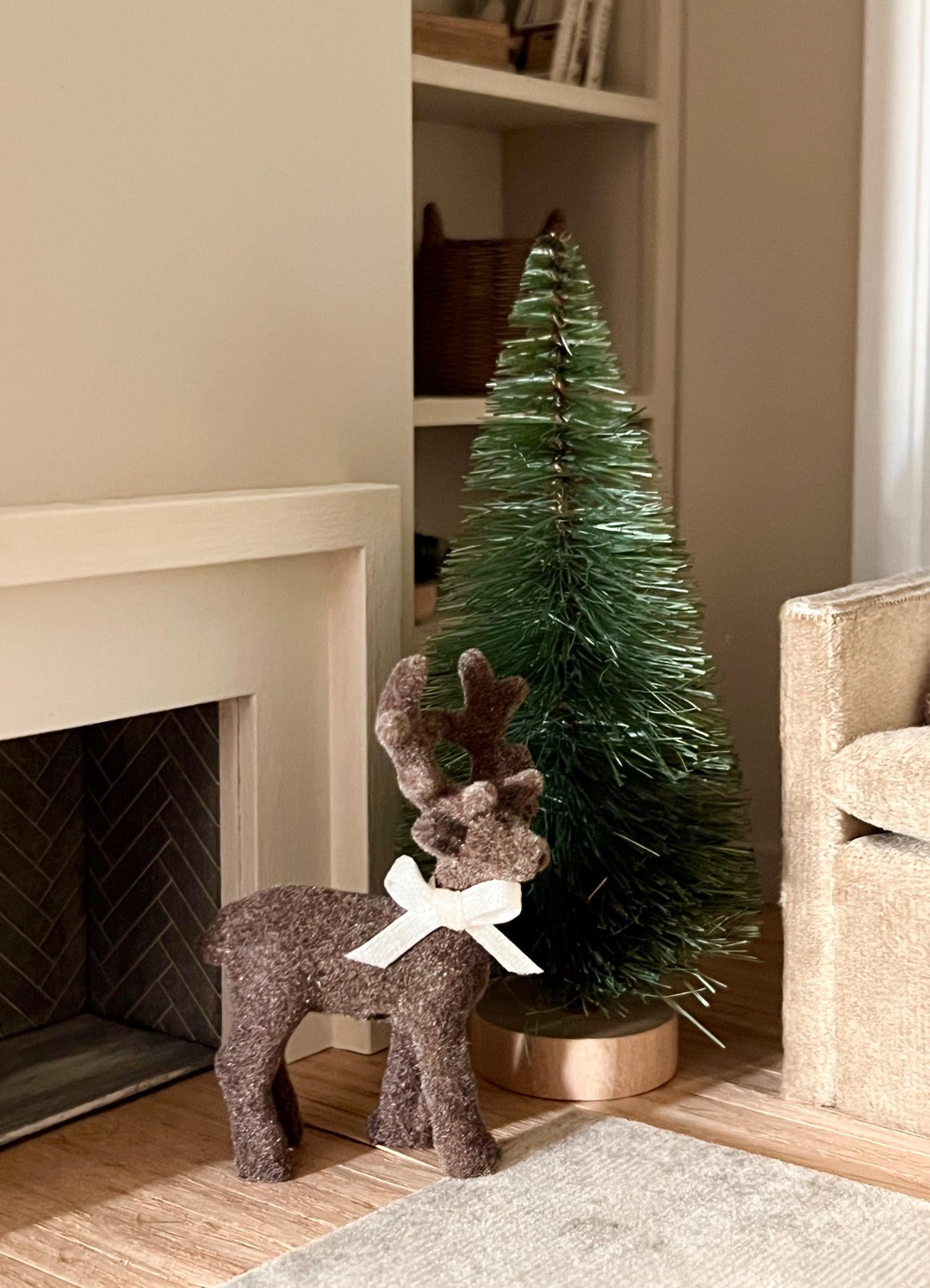 Miniature Flocked Reindeer, Dollhouse Christmas Decor, 1:12 Scale ...