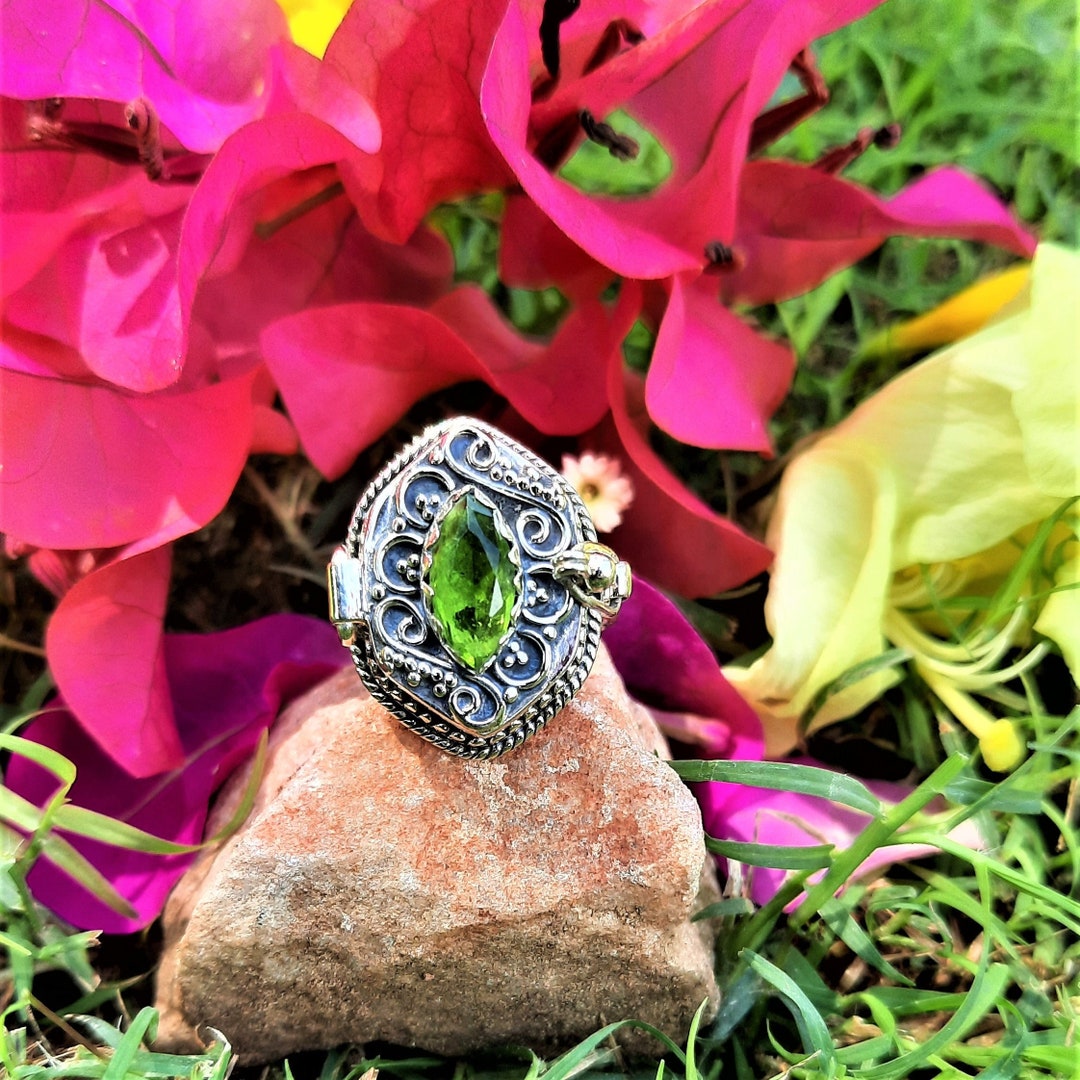 Peridot Silver Poison Ring /sterling Silver 925 Ring/handmade Poison ...