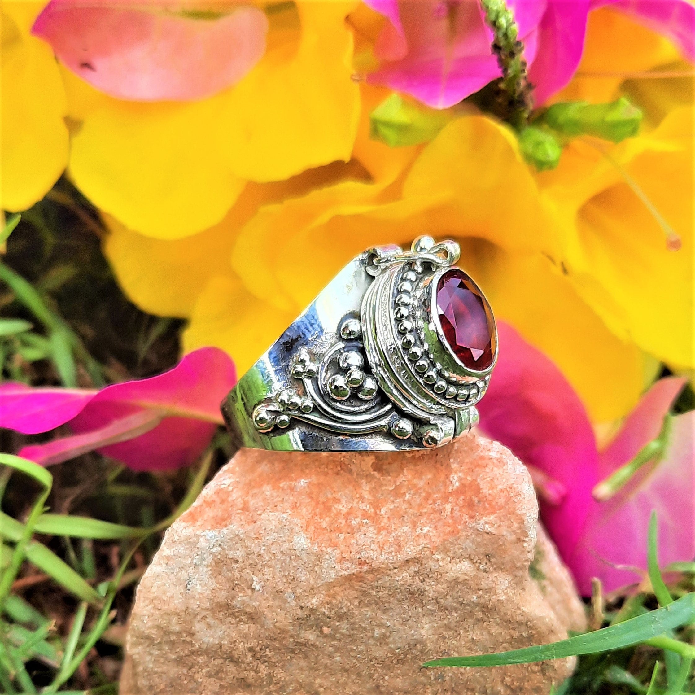 Cutting Garnet Poison Ring/sterling Silver 925 Ring/january Birthstone Ring/silver Material ...