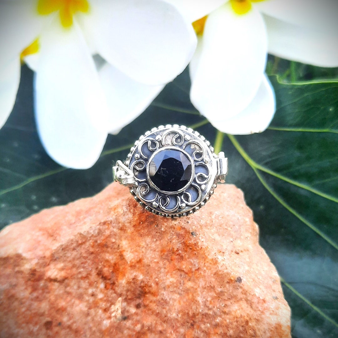 Handmade Sterling Silver Black Onyx Poison Ring, July Birthstone - Etsy