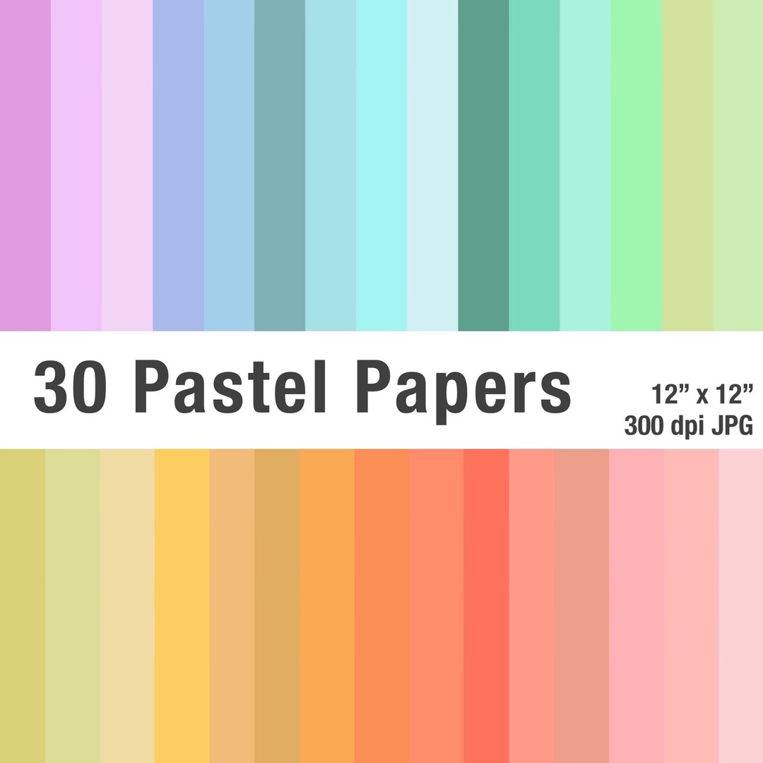 30 Pastel Digital Paper Pack, Scrapbooking Papers, Instant Downloads - Etsy