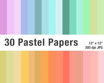 Pastel Digital Paper Pack Scrapbooking Papers, 24 Jpg Files 12 X 12 ...