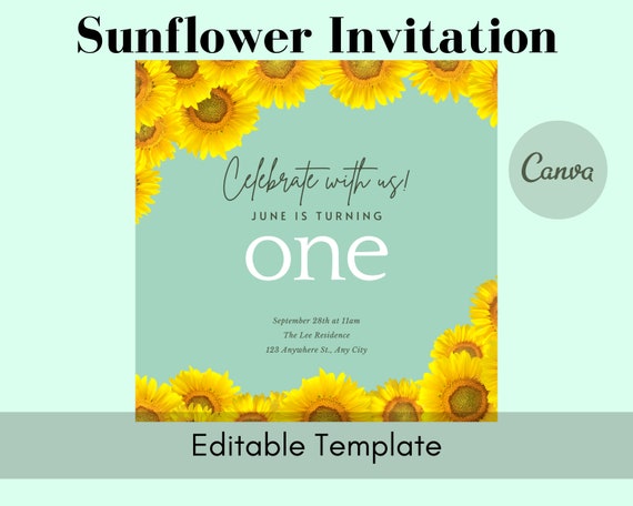 Sunflower Birthday Invitation Sunflower Themed First - Etsy