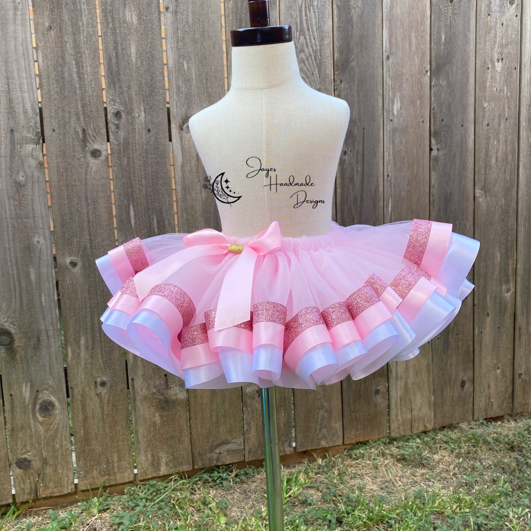 Pink Ribbon Trim Tutu Girls Pink Tutu Tutus for Girls Custom Ribbon ...