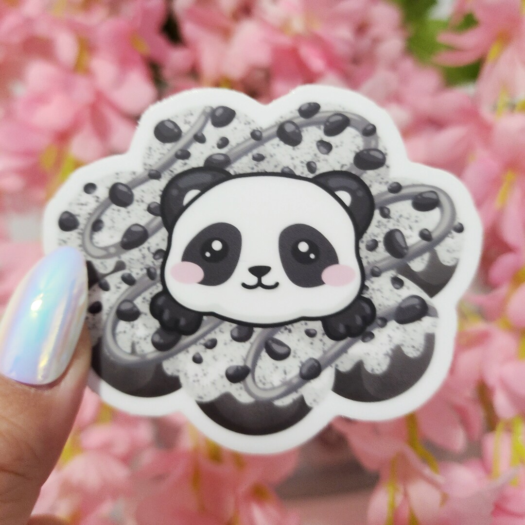 Panda Black Sesame Mochi Donut Vinyl Sticker, Pandalover, Pandas, Cute ...