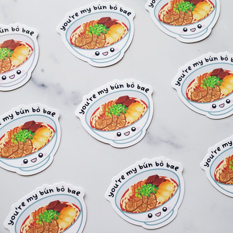 Bún Bò Huế Waterproof Vinyl Sticker: Vietnamese Noodle Soup, Kawaii ...