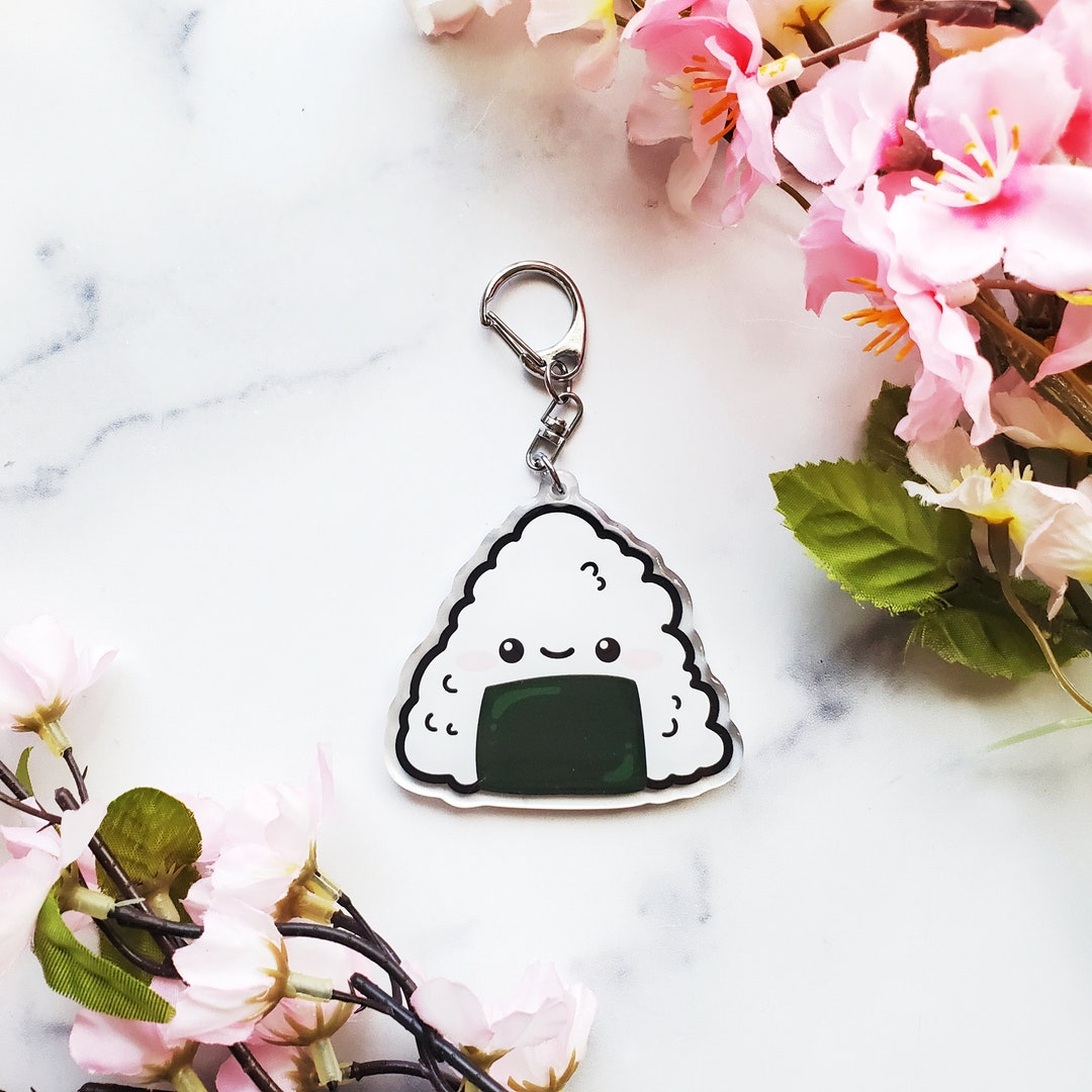 Onigiri Acrylic Keychain, Rice Ball Keychain, Rice Keychain, Rice Lover ...