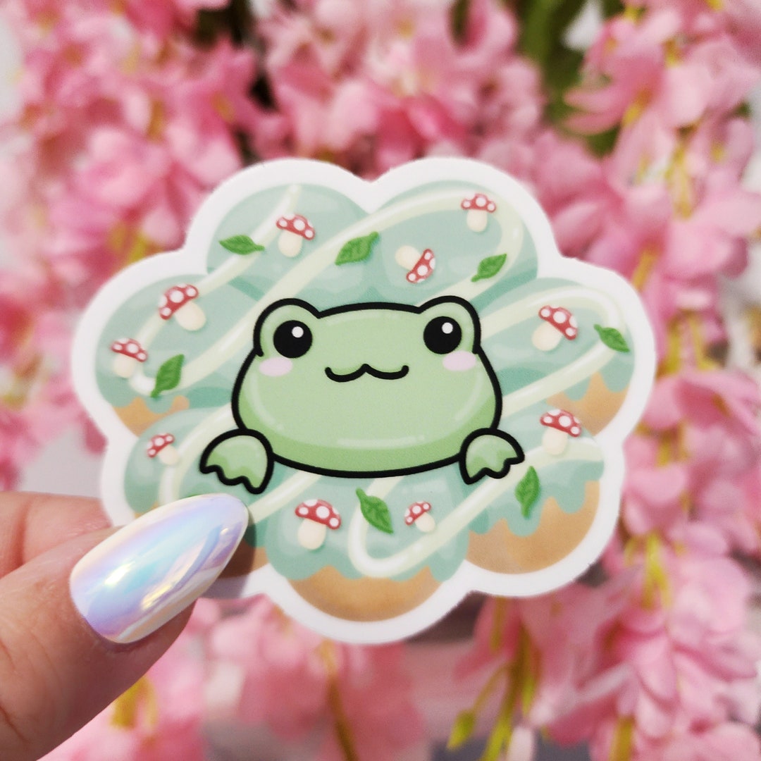 Froggy Mochi Donut Vinyl Sticker, Frog Lover, Frogcore, Frogs, Cute ...