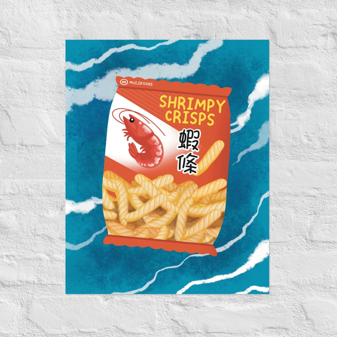 Shrimpy Crisps Art Print, Shrimp Crackers, Shrimp Chips, Asian Snacks ...