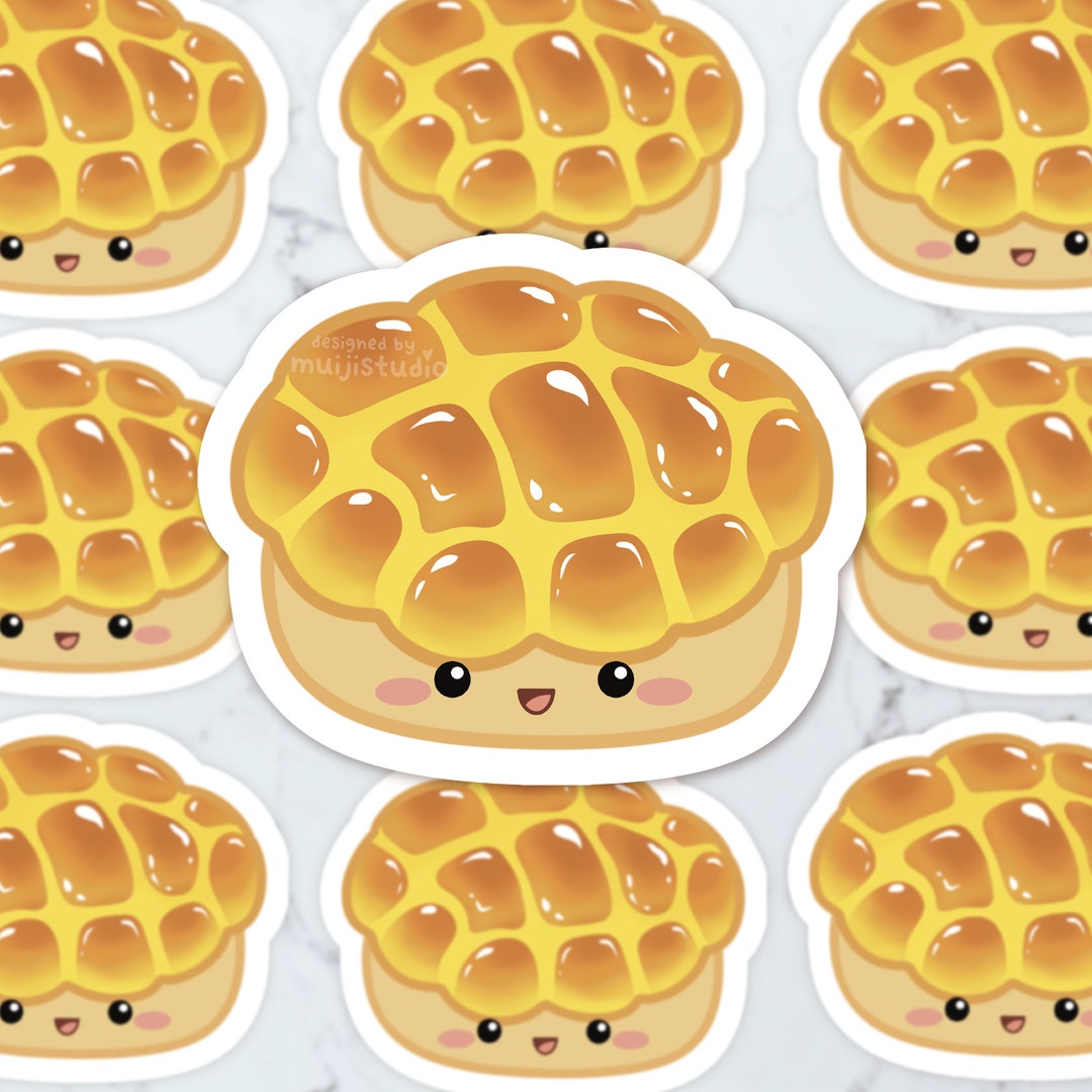 Pineapple Bun Bo Lo Bao Vinyl Sticker, Bo Lo Bao Dim Sum Pastry Bread ...
