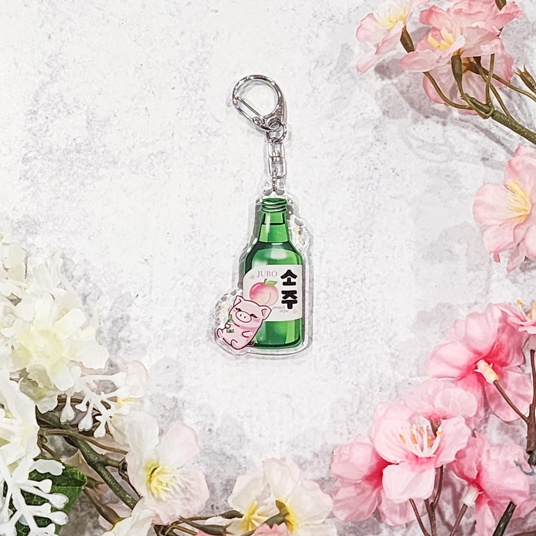 Peach Soju Acrylic Keychain: Korean Foodie Gift - Etsy