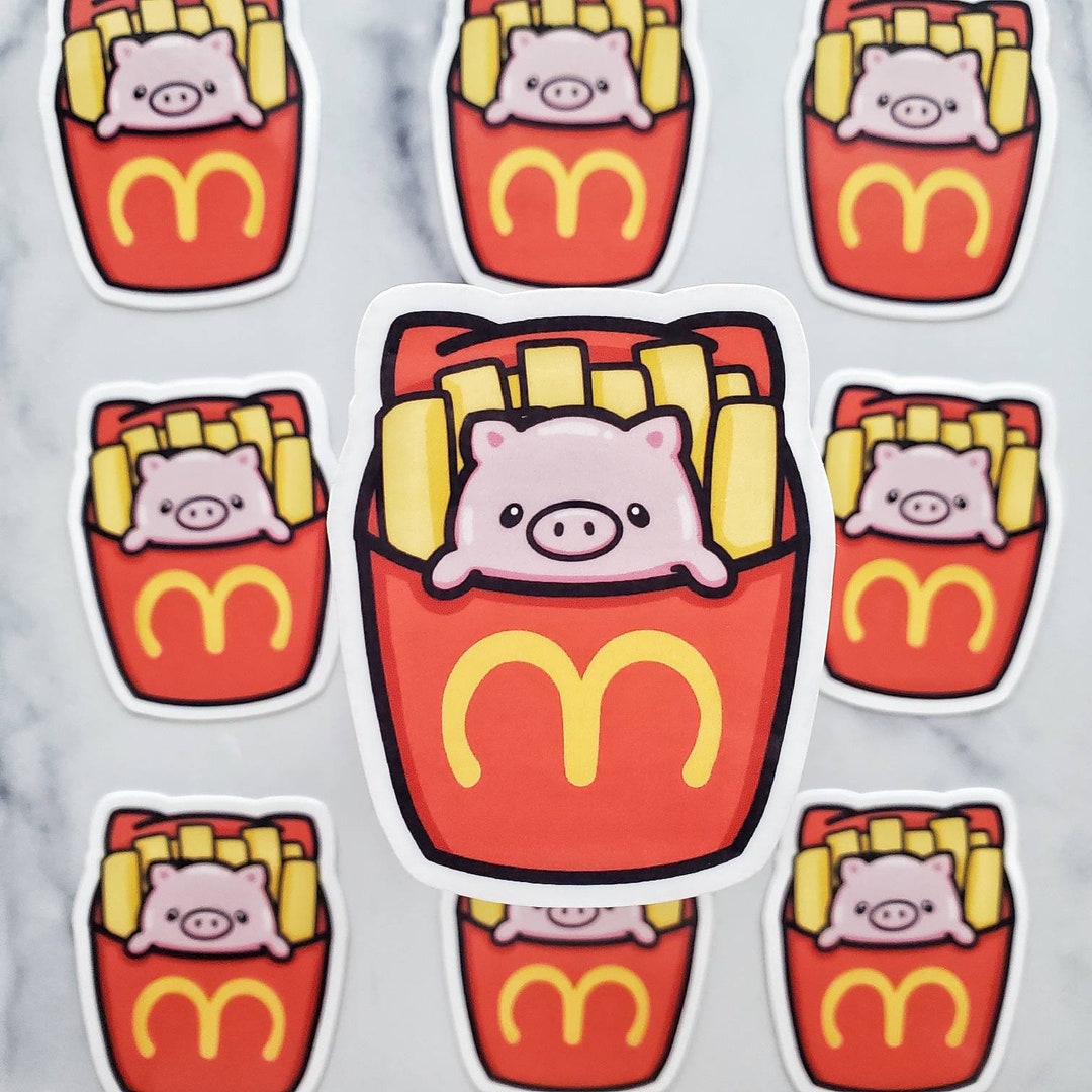 Piggy Fries Sticker, French Fries Sticker, Fast Food Sticker, Potato ...