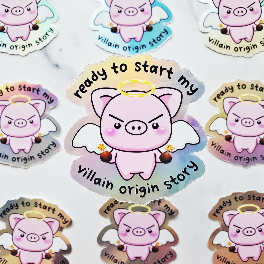 Villain Origin Story Piggy Sticker Piglet Pig Animal Vinyl Angel ...