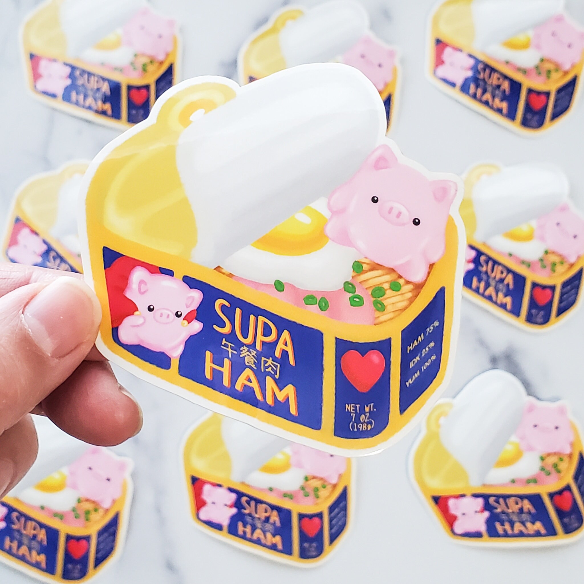 SUPA-HAM Sticker Super Hero Piggy Spam Canned Ham Musubi - Etsy