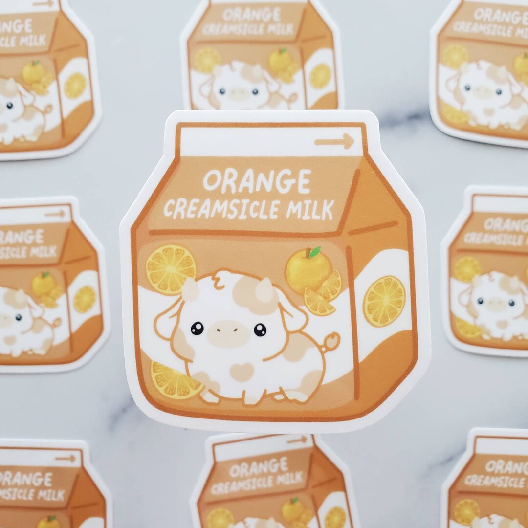 Cute Orange Creamsicle Cow Milk Sticker Milk Lover Dairy - Etsy