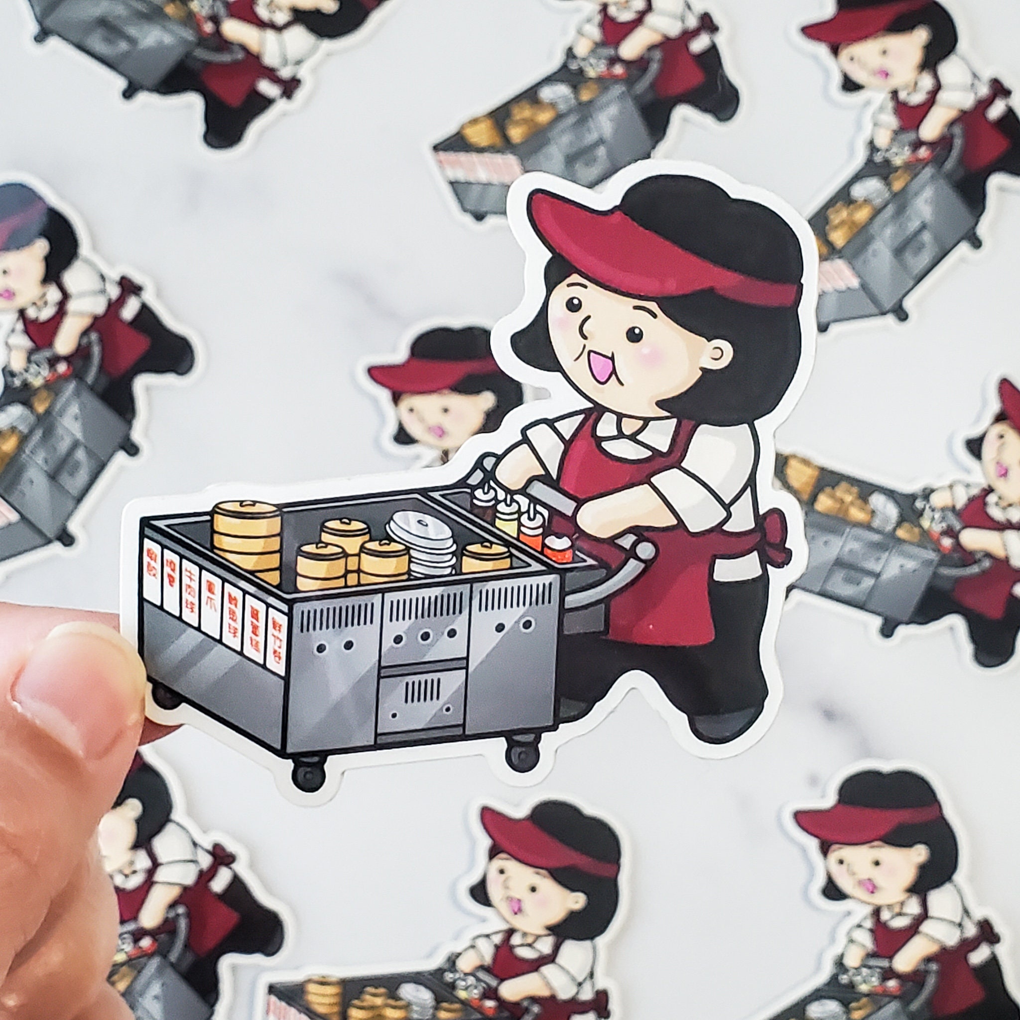 Dim Sum Lady Sticker Dim Sum Cart Asian Auntie Hong Kong - Etsy