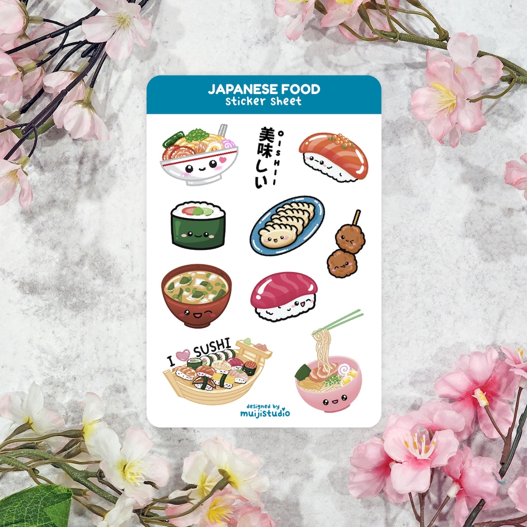 Japanese Food Sticker Sheet, Cute Japanese Food Stickers, Kawaii Asian ...